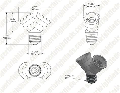 Dual E27 Base To E27 Base Socket Adapter Super Bright Leds