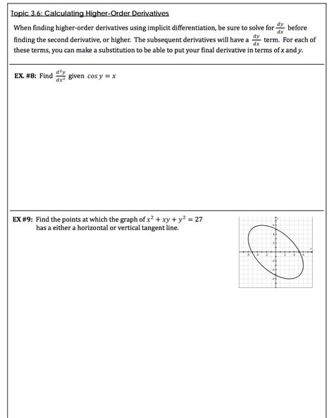 Solved Topic Calculating Higher Order Derivatives When Chegg