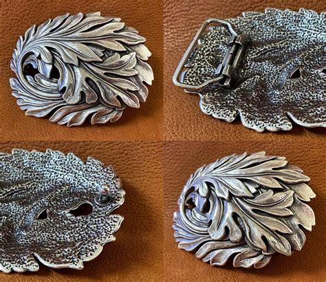 Unique Buckle Antique Silver Leaf Engraved Leaf Belt Buckle