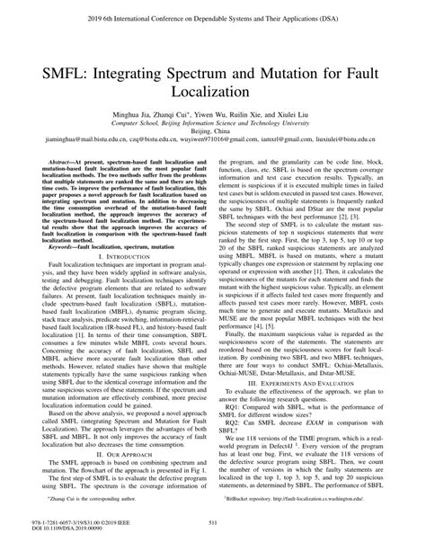 Pdf Smfl Integrating Spectrum And Mutation For Fault Localization