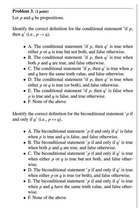 Solved Problem 3 1 Point Let P And Q Be Propositions Chegg Com
