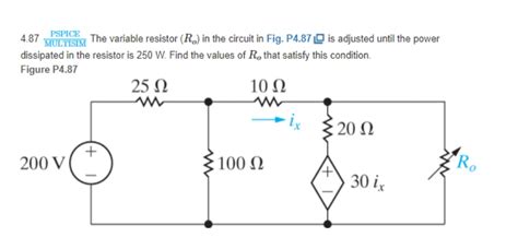 Solved 4 87 MULTISIM PSPICE The Variable Resistor Ro In Chegg Com