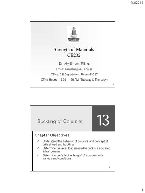 Lecture 23 Ch13 1 To 3 Pdf Buckling Column