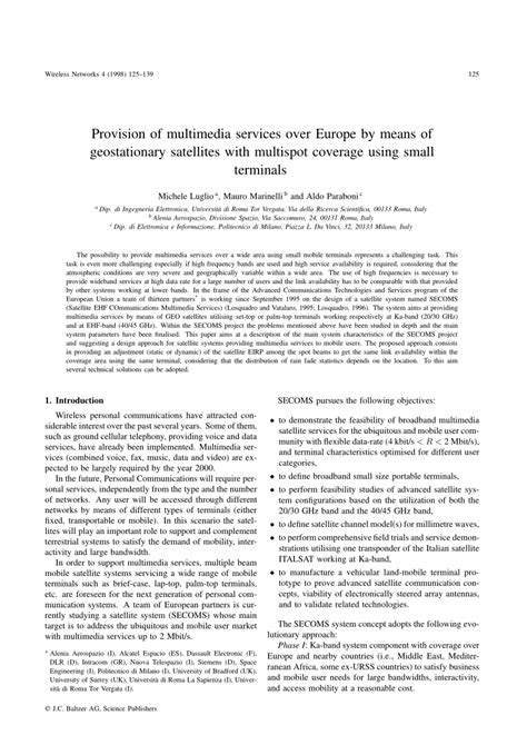 Pdf Provision Of Multimedia Services Over Europe By Means Of Geostationary Satellites With