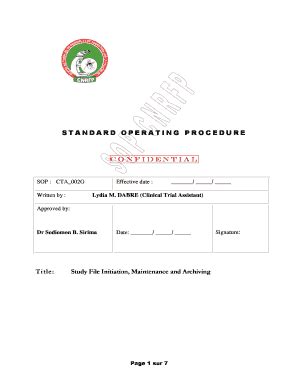 Fillable Online STANDARD OPERATING PROCEDURE CONFIDENTIAL AvecNet Fax Email Print PdfFiller