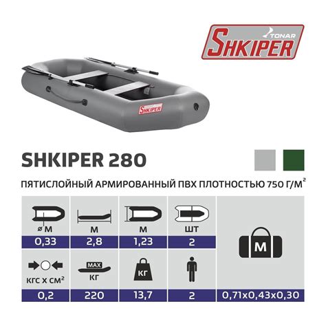 Лодка Тонар Шкипер 280 (серый) Boat Shkiper 280N gray - купить по ...