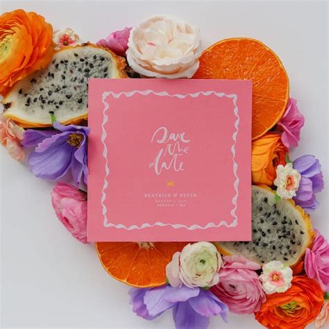 Coral Save The Date Etsy