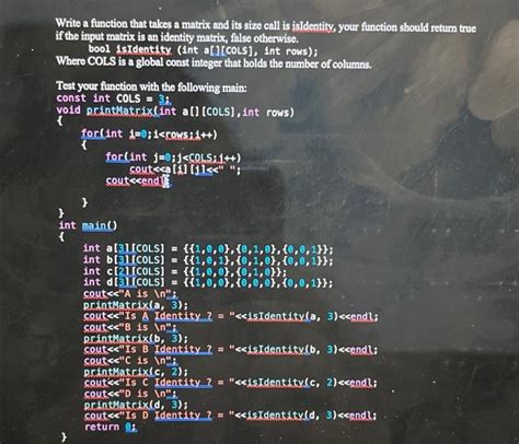 Solved Exercise In Linear Algebra The Identity Matrix Of Chegg