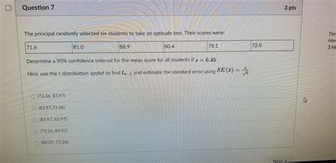 solved n question 7 3 pts the principal randomly selected