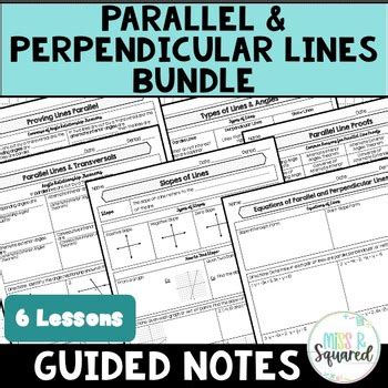 Parallel And Perpendicular Lines Guided Notes Bundle By Miss R Squared