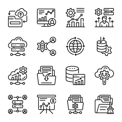 Pack Of Data Analysis Line Icons 8080373 Vector Art At Vecteezy