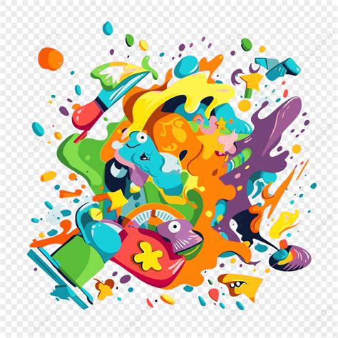 亂七八糟的剪貼畫彩色卡通人物在飛濺內 向量 混亂eps圖案素材免費下載，可愛卡通圖片，尺寸4267 × 4267px Lovepik