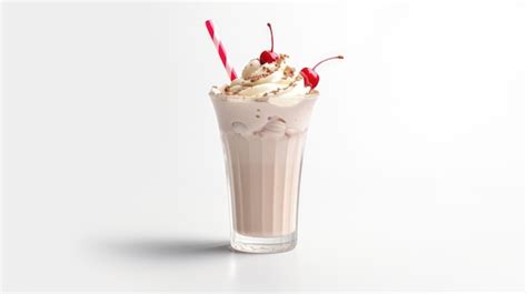 Premium Ai Image A Glass Of Milkshake With A Cherry On Top