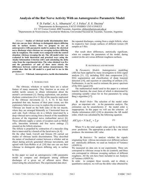 Pdf Analysis Of The Rat Nerve Activity With An Autoregressive