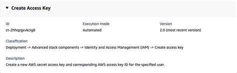 Identity And Access Management IAM Create Access Key AMS Advanced Change Type Reference