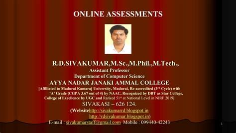 online assessments r d sivakumar ppt