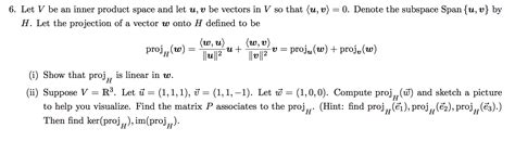 Solved Let V Be An Inner Product Space And Let U V Be Chegg