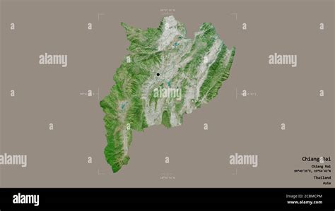Area Of Chiang Rai Province Of Thailand Isolated On A Solid Background In A Georeferenced