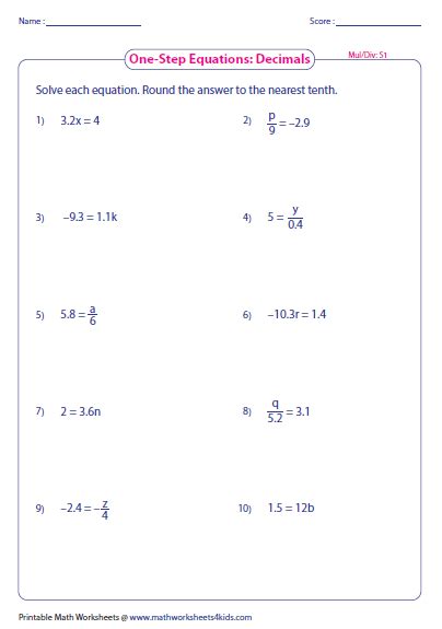 Multiplication And Division Of Decimals Worksheet