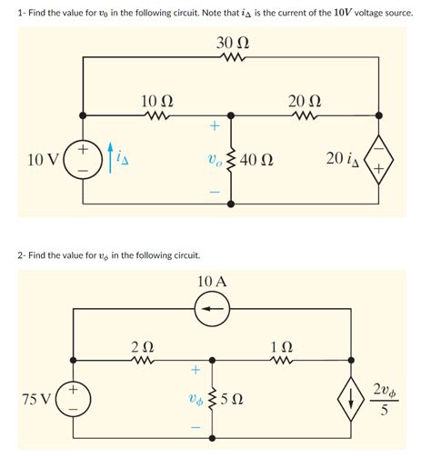 Solved Find The Value For Vo In The Following Circuit Chegg Com