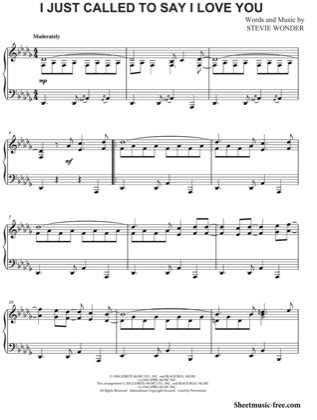 I Just Called To Say I Love You Stevie Wonder Free Piano Sheet Music Pdf