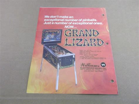 Grand Lizard 4 Page Flyer 1986 Williams Shop Absolute Pinball And Amusements