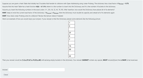 solved suppose you are given a hash table that initially has