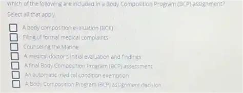 Which Of The Following Are Included In A Body Composition Program Bcp