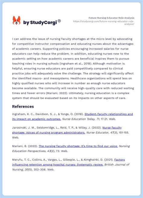 Future Nursing Educator Role Analysis Free Essay Example