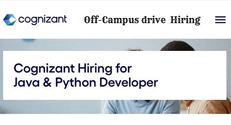 Cognizant Off Campus Drive 2025 Hiring Java And Python Developer
