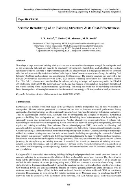Pdf Seismic Retrofitting Of An Existing Structure And Its Cost