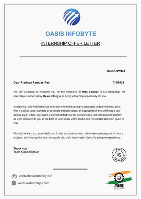 Intern Oasisinfobyte Datascience Opportunity Pradnya Patil