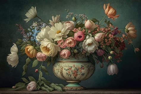 A Beautiful Vintage Flower Arrangement In A Rustic Vase Perfect For