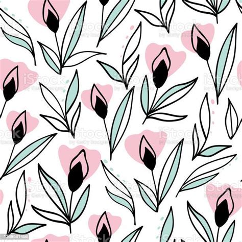 작은 수제 꽃의 형태로 우아한 꽃 무늬 트렌디 한 프린트에 대한 플로럴 매끄러운 배경 매끄러운 벡터 텍스처 흰색 배경에 봄 식물