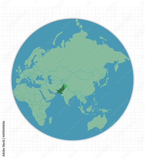Earth Globe View Of The World Map In Light Green Pakistan Map Is