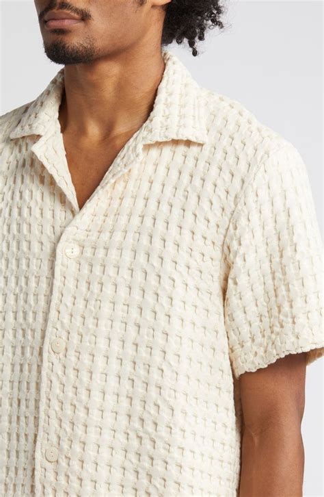 Oas Waffle Knit Camp Shirt In Off White At Nordstrom Size Xx Large