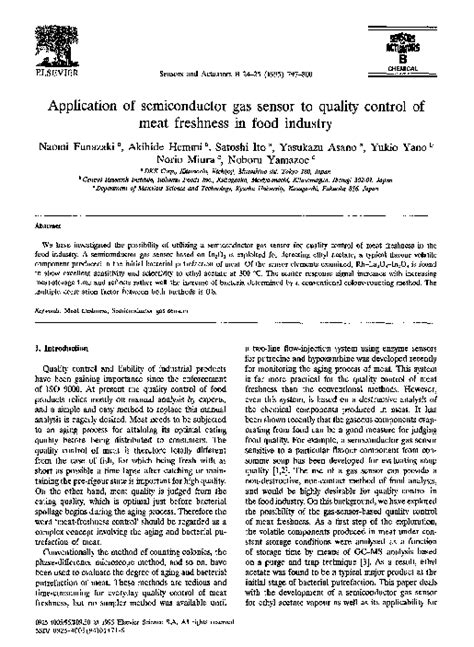 pdf application of semiconductor gas sensor to quality control of