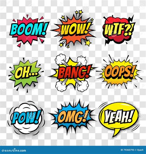 Vector Comic Speech Bubbles Set with Words Stock Illustration - Illustration of expression ...