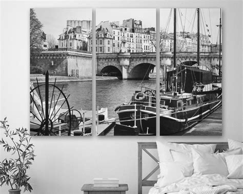 Модульная картина на холсте из трех частей Река в Париже 78x48 см M3 M