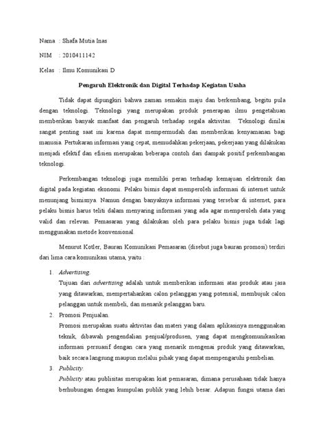 Pengaruh Elektronik Dan Digital Terhadap Kegiatan Usaha Pdf