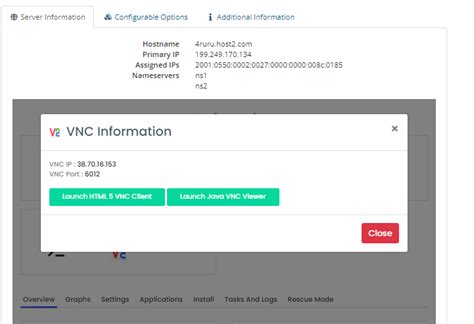 Accessing A Server Via The VNC Console