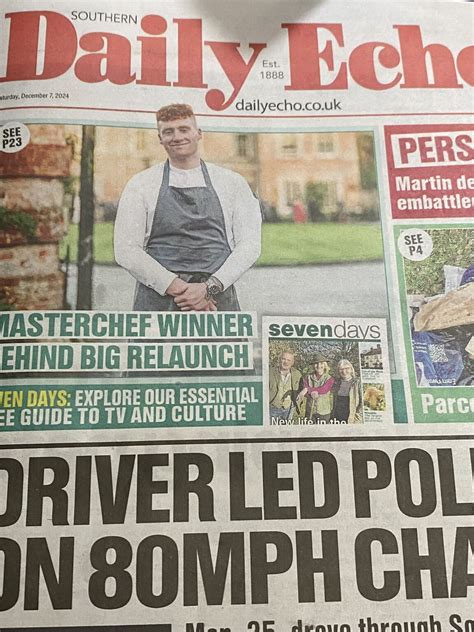 So Good To See Tom Hamblet On The Front Page Of The Daily Echo Sally Hendry Hole
