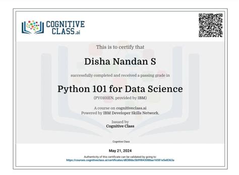 Disha Nandan S On Linkedin Ibm Cognitiveclass Python