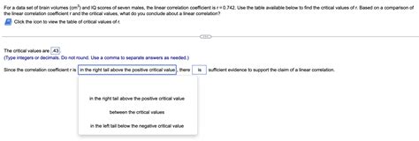 solved the linear correlation coefficient r and the critical