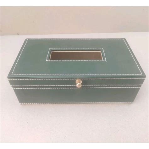 Polished Green Rectangular Wooden Tissue Box Size 4x6x3 Inch At Rs