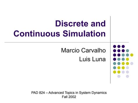 Discrete And Continuous Simulation Ppt