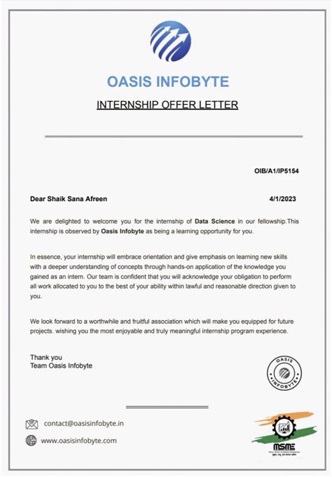 Shaik Sana Afreen On Linkedin Internship Datascience