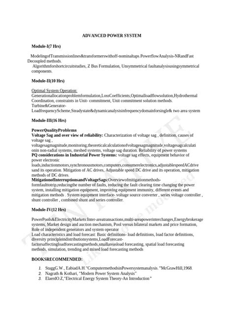 Syllabus Pdf Power Electronics Electrical Engineering