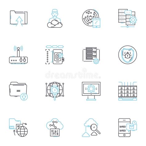 Digital Learning Linear Icons Set ELearning Virtual Online Blended Distance Tech Savvy