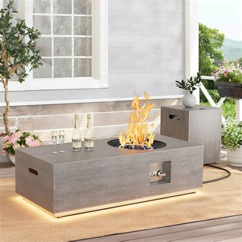 Evita 48 In 50000 Btu Rectangle Outdoor Propane Gas Fire Pit Table In